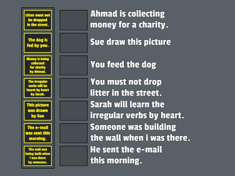 Passive voice progressive/ 9grade- wb 18 - Match up