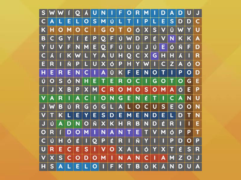Herencia Genética - Sopa de letras