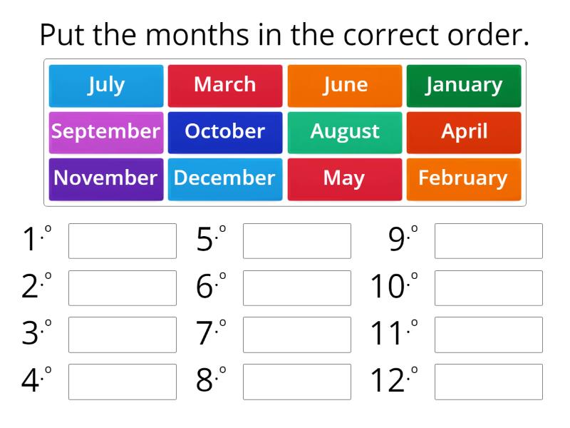 Months of the Year - Rank order