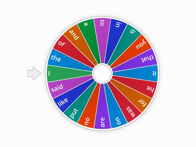 High Frequency Word List - Yellow - Spin the wheel