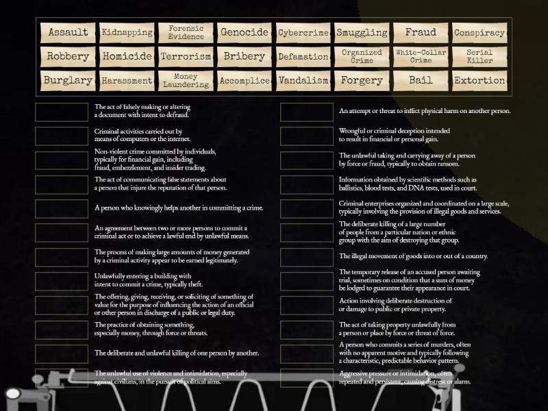 Crime Vocabulary - Match up