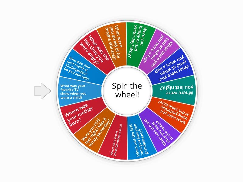 Conversation - Was Were (past of verb to be) - Spin the wheel