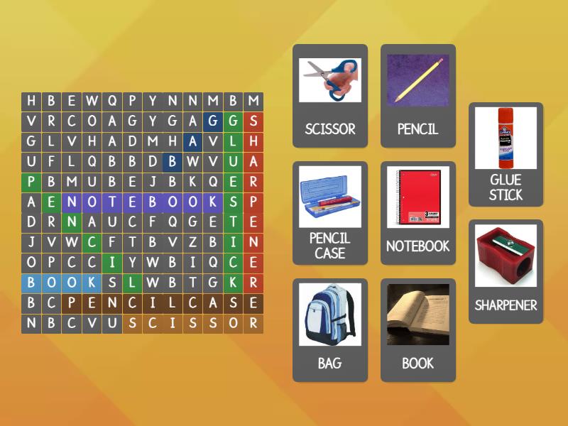 SCHOOL OBJECTS - Wordsearch