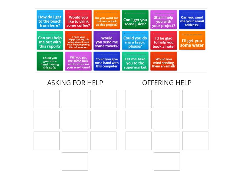 ASKING FOR AND OFFERING HELP - Group sort
