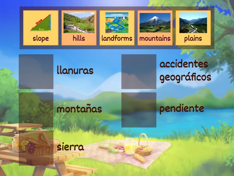 Landforms Bilingual vocabulary - Match up