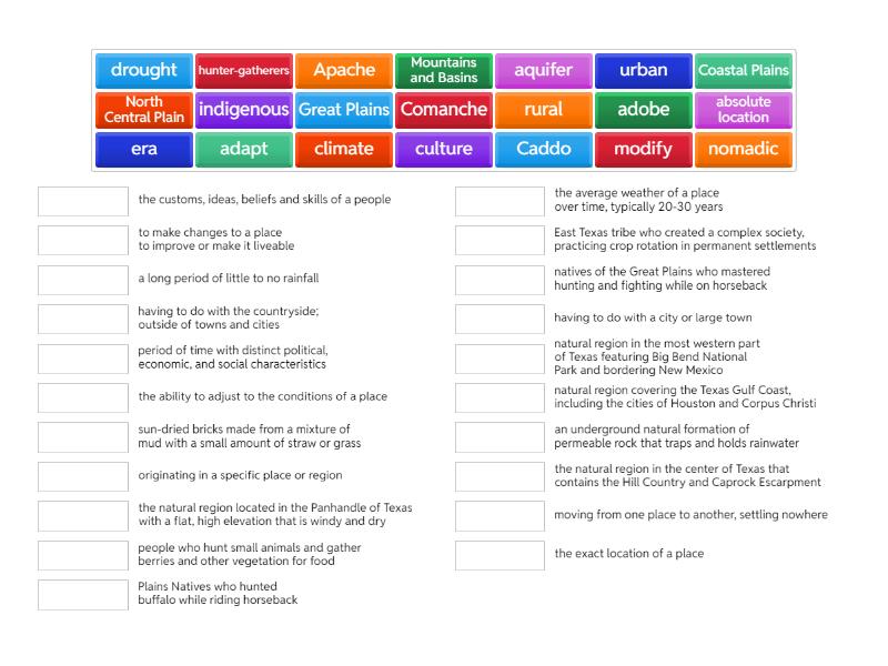 Natural Texas and its People - Match up