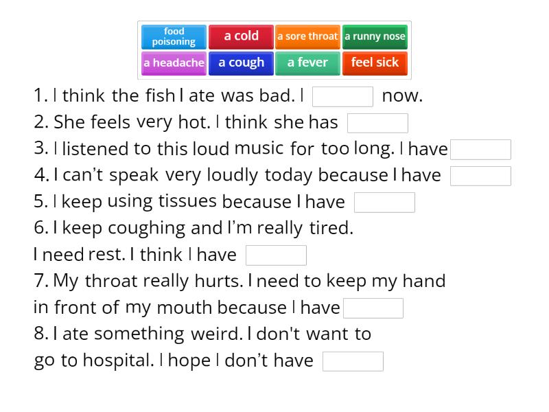 Feeling sick - Complete the sentence
