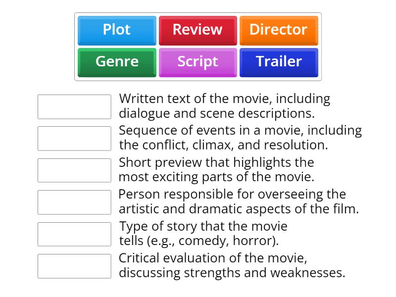 Matching activity for movie theme - Une las parejas