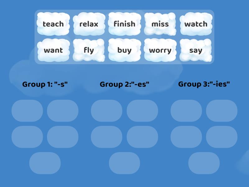 Put the words into correct singular group. - Group sort