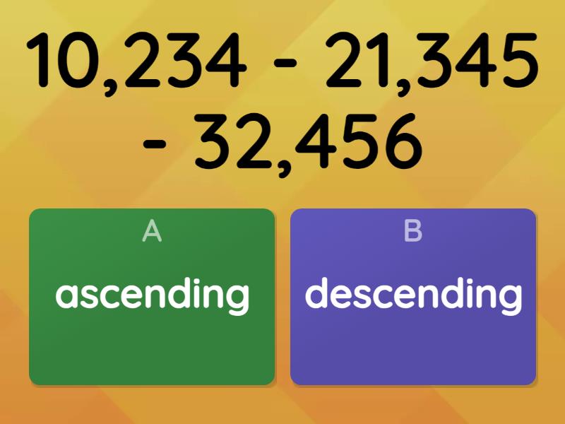 Ascending or descending order - Cuestionario