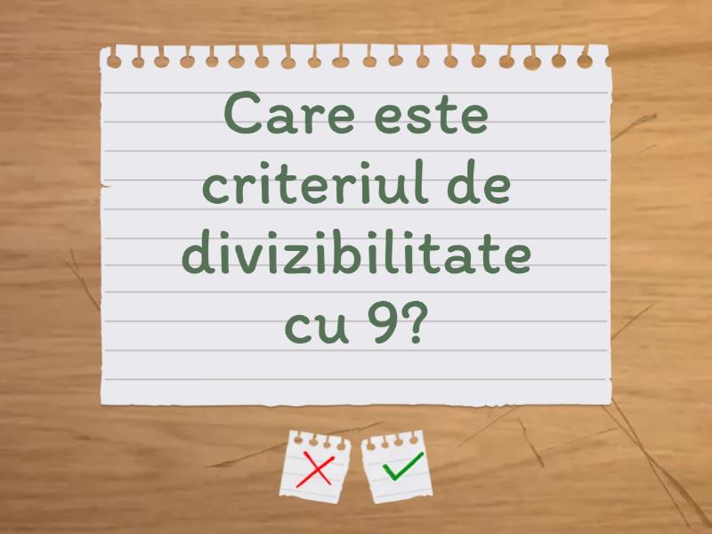 CRITERII DE DIVIZIBILITATE - Flash cards