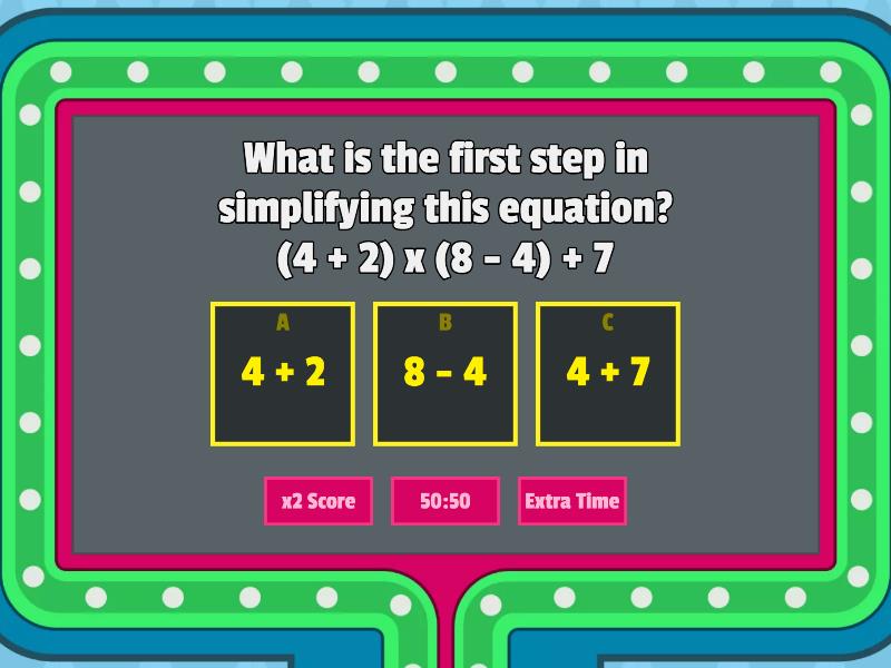 Order of Operations PEMDAS - Gameshow quiz