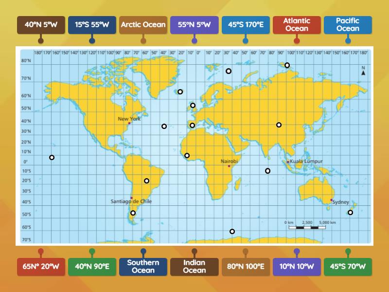 Latitude, Longitude and Coordinates - Labelled diagram