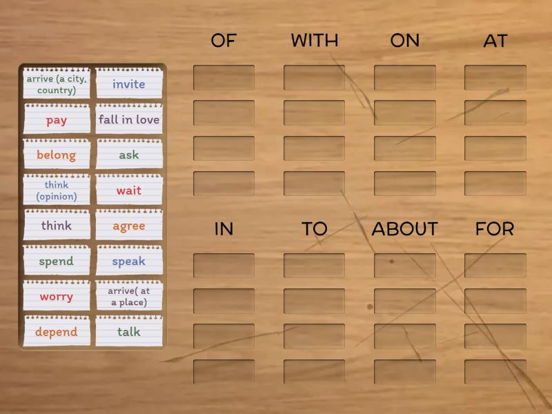 EF pre-intermediate Verbs + prepositions - Group sort