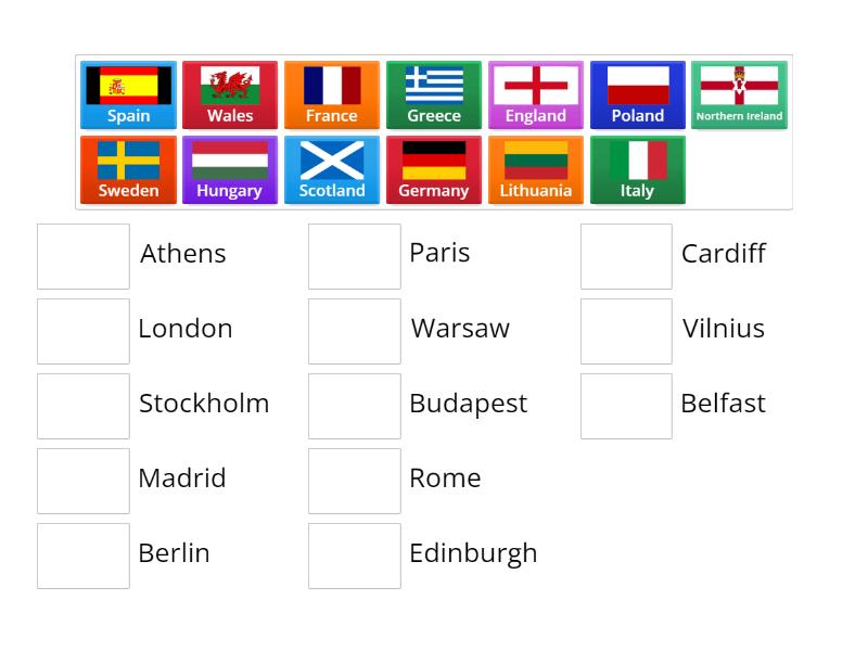 Countries and capital cities - Match up