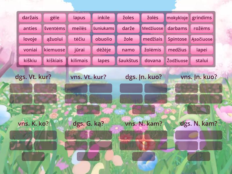 Daiktavardžio linksniai - Group sort