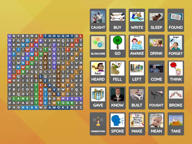 word search SIMPLE PAST IRREGULAR VERBS - Wordsearch