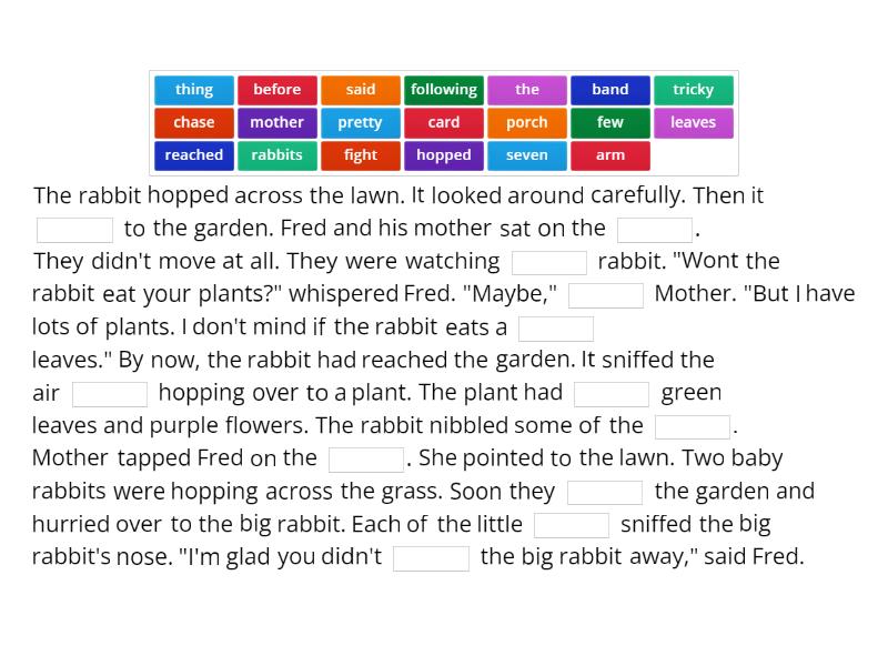 Rabbits in the garden - Complete the sentence