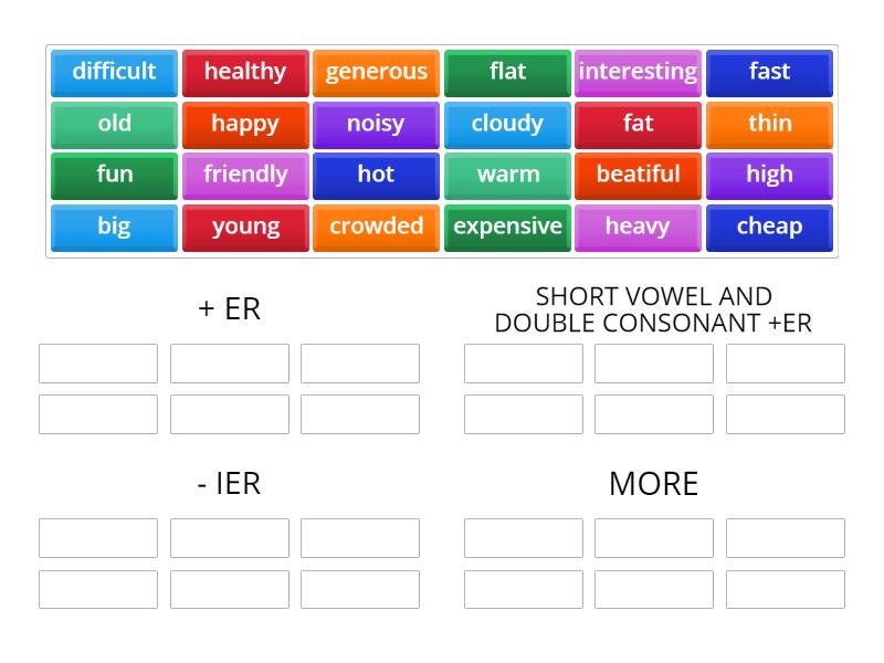Comparative adjectives - - Group sort