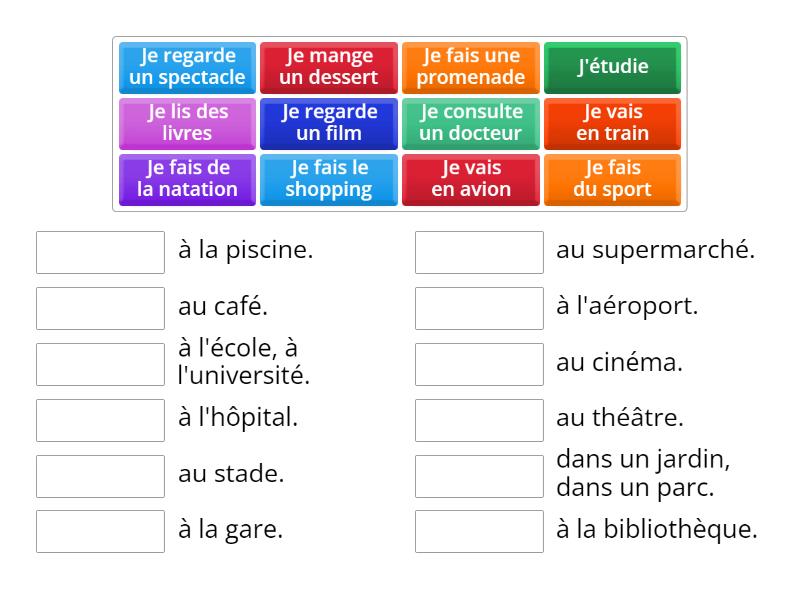 Dans la ville (vocabulaire) - Сопоставить