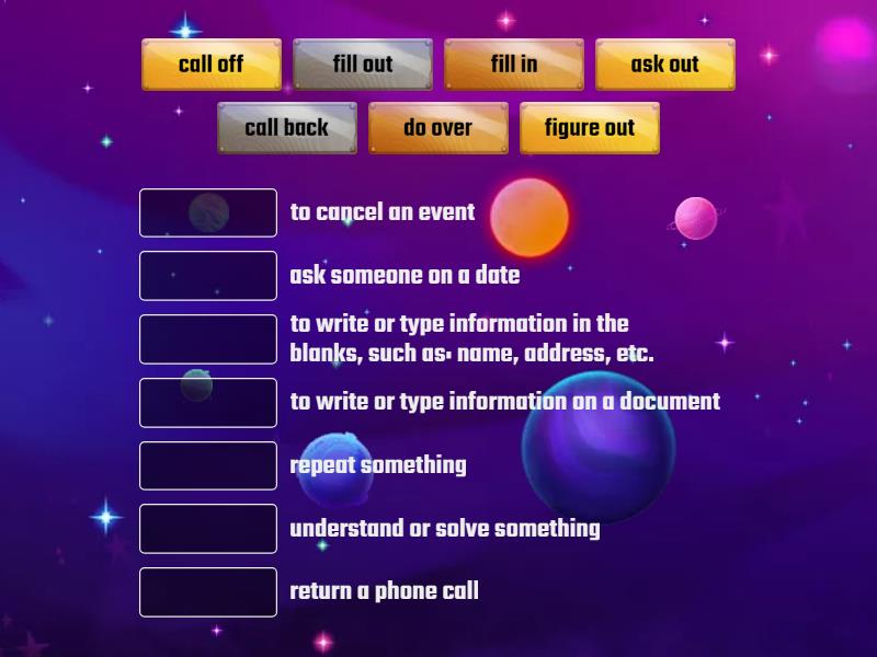Phrasal Verbs A1-A2 - PART 1 - Match up
