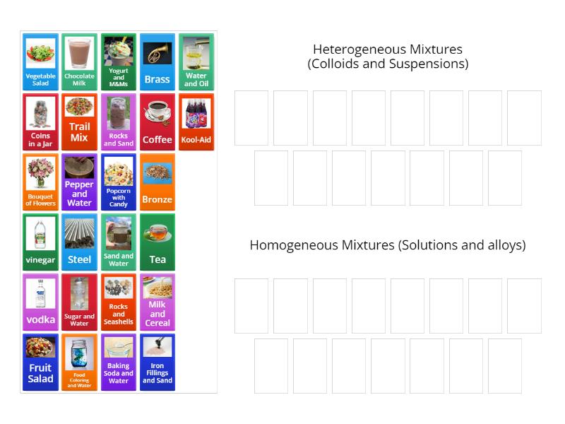 Heterogeneous and Homogeneous Mixtures - Group sort