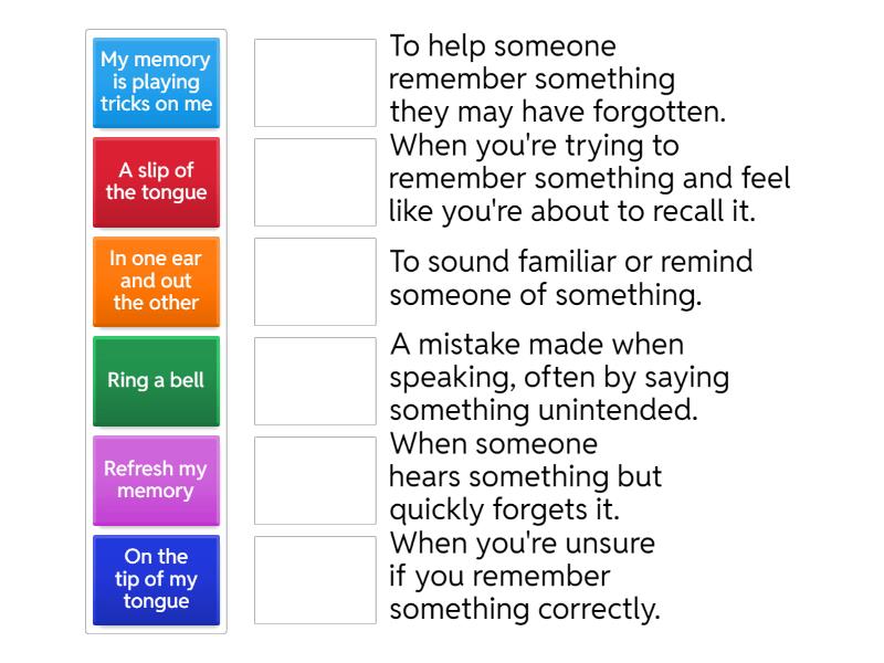 Idioms (Memory) - Match up