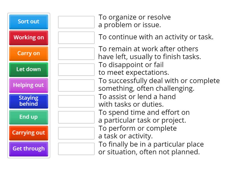Multi word verbs group 2 - unit 11 - Match up