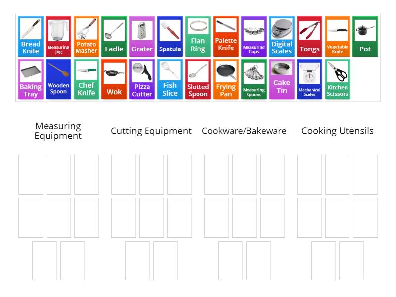 Kitchen Equipment Match Up - Group sort