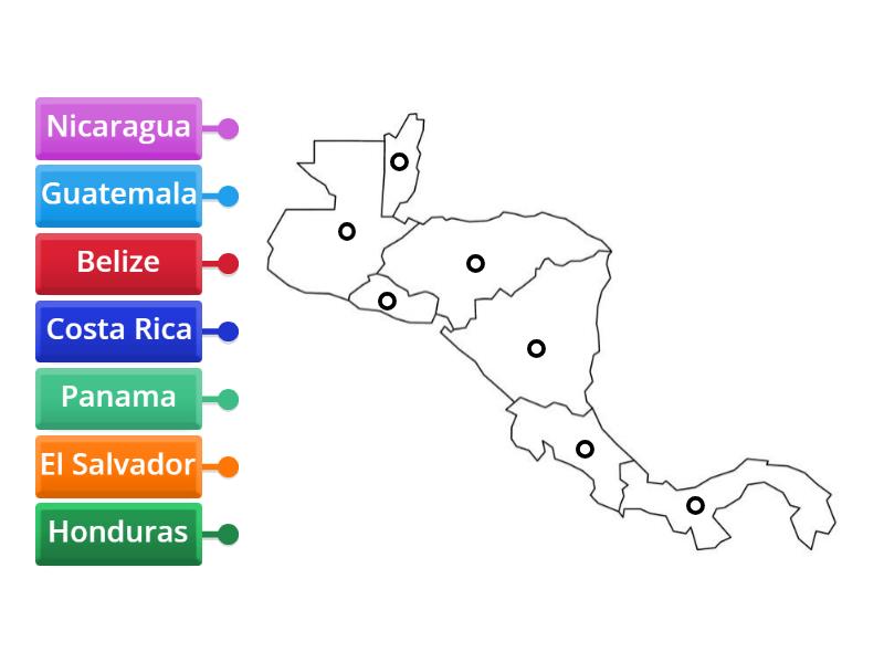 Grade 8 Map of Central America - Labelled diagram