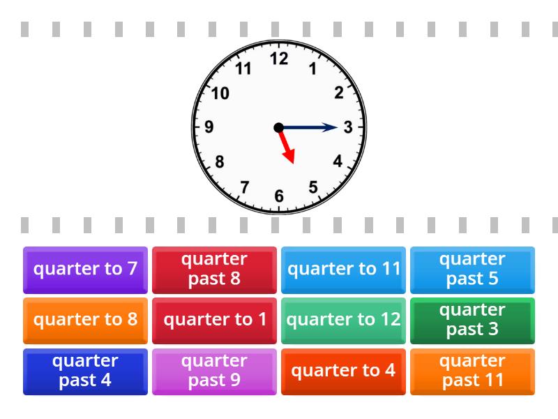 Quarter past and quarter to - - Find the match