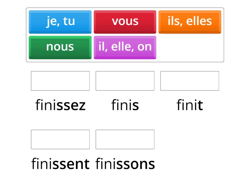 Les verbes du deuxième groupe en IR - Match up