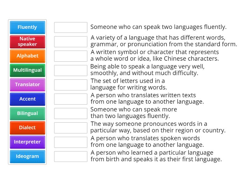 talking about languages - Match up