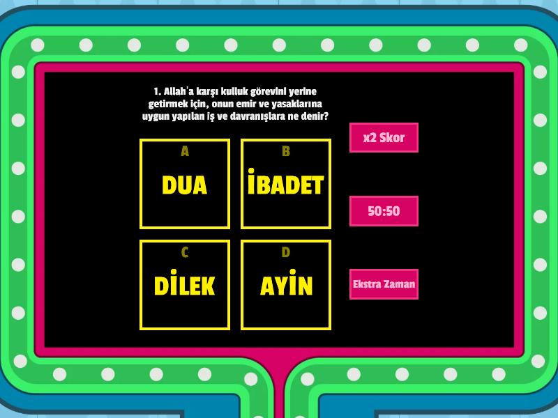 ALLAHA KULLUK VE İBADET -SIDIKA KILIÇ - Gameshow quiz