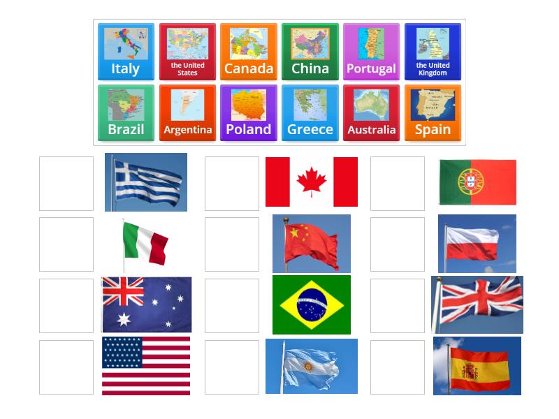 Kids 4, Unit 2: countries + flags - Match up