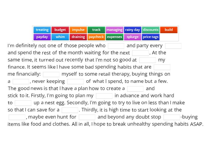 Outcomes B2 U14L1 What spending habits of mine wold I like to improve ...