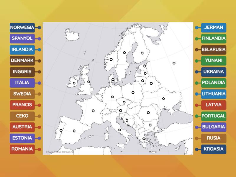 PETA BUTA BENUA EROPA - Labelled diagram