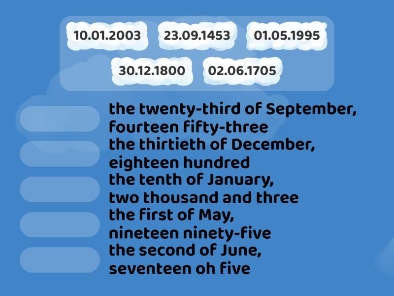 TELLING DATES - Match up