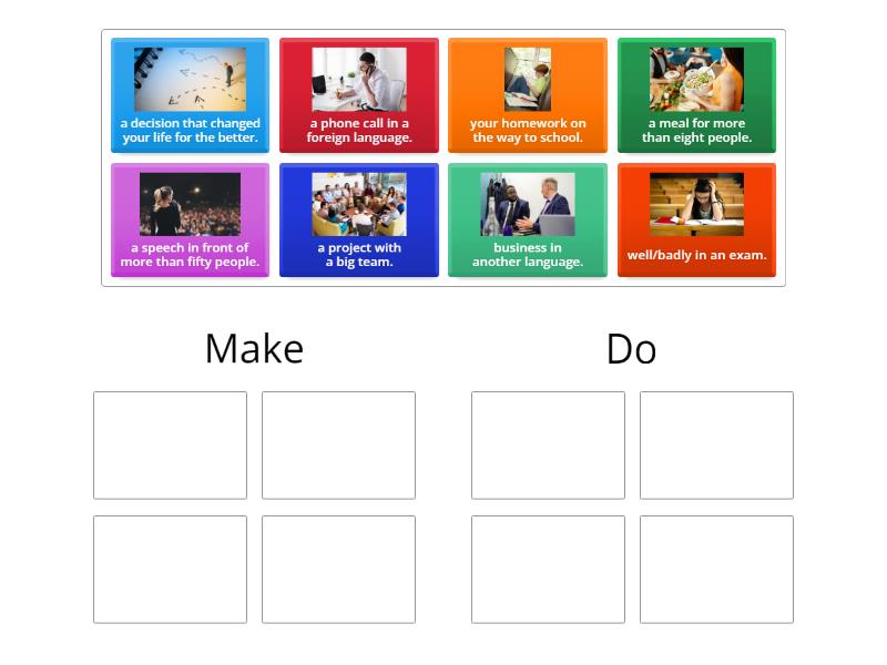 Make or do collocations - Group sort