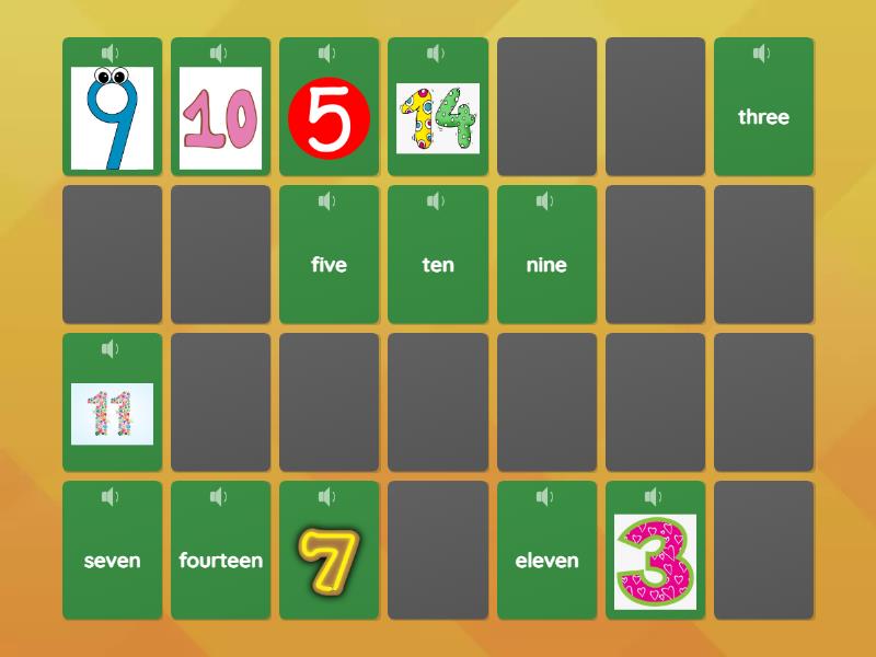 Numbers 1 - 14 - Matching pairs