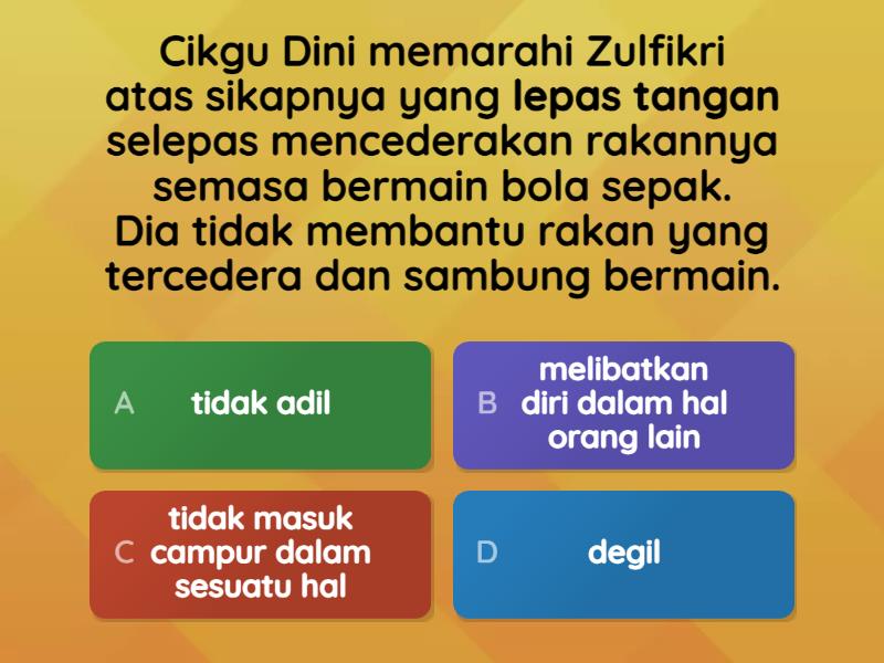 Ujian Peribahasa 5: Darjah 6 (Peribahasa Darjah 3) - Quiz