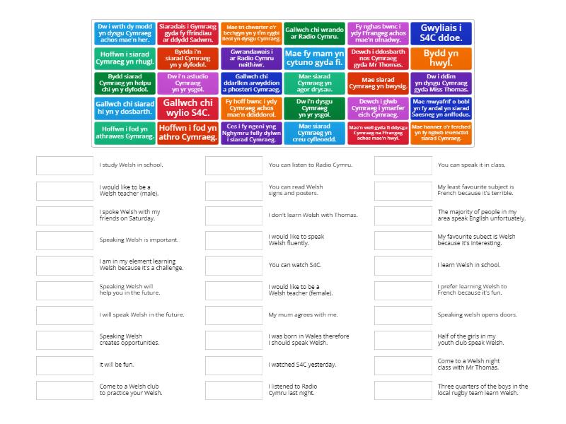 Dysgu Cymraeg - Match up