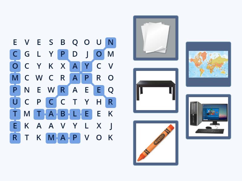 Classroom objects 2 - Wordsearch