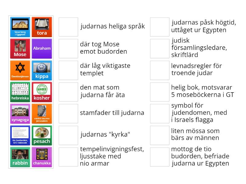 Judendomen begrepp 1 - Match up