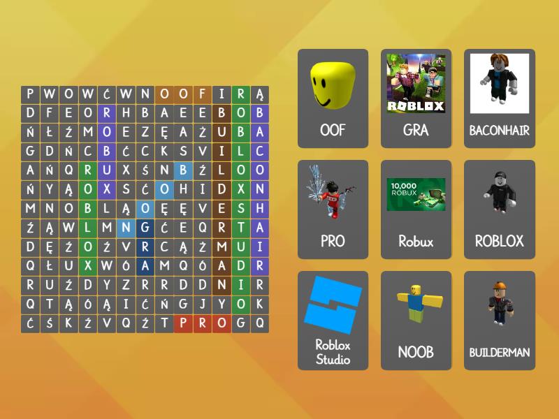 Roblox znajdź słowo - Wordsearch