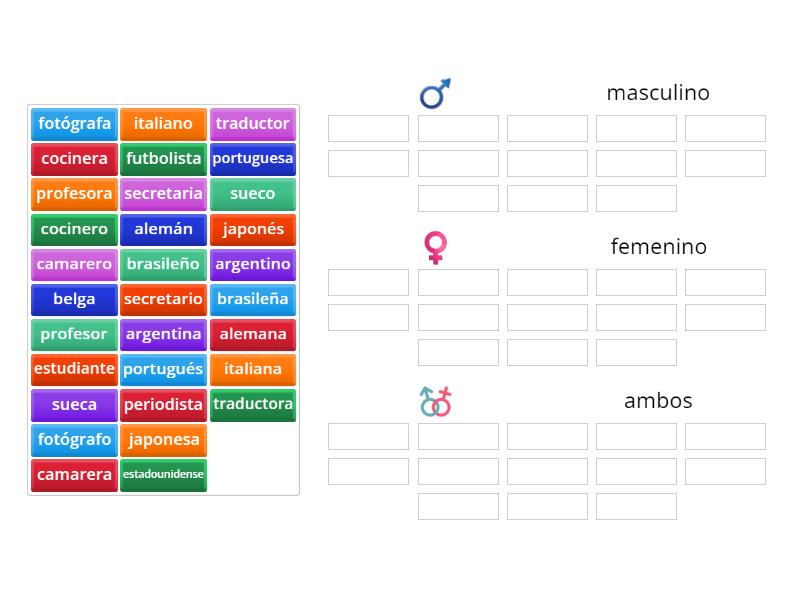 ¿Masculino? ¿Femenino? ¿Ambos? - Group sort