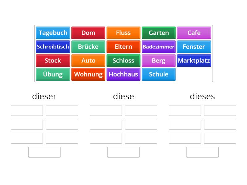 dieser-diese-dieses - ? - Group sort