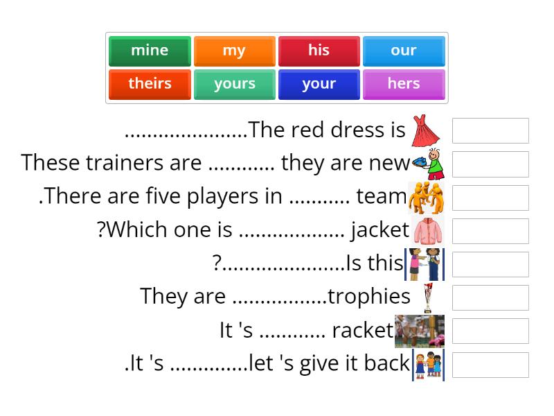possessive pronouns - Match up