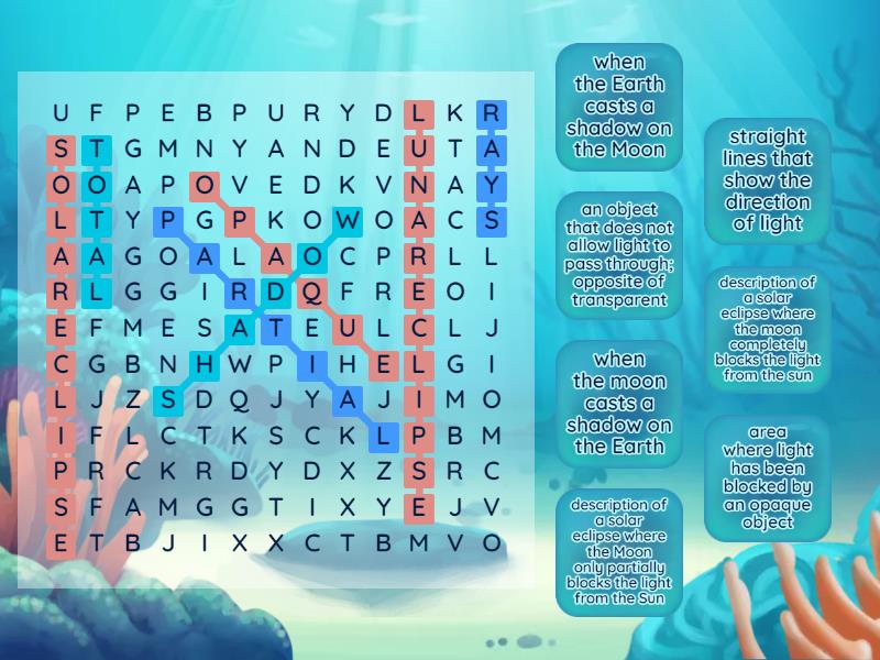 Y7 6.5 Eclipses Key Terms - Wordsearch