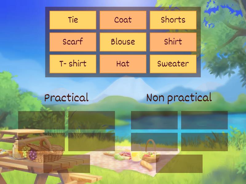 practical and non practical clothes - Group sort